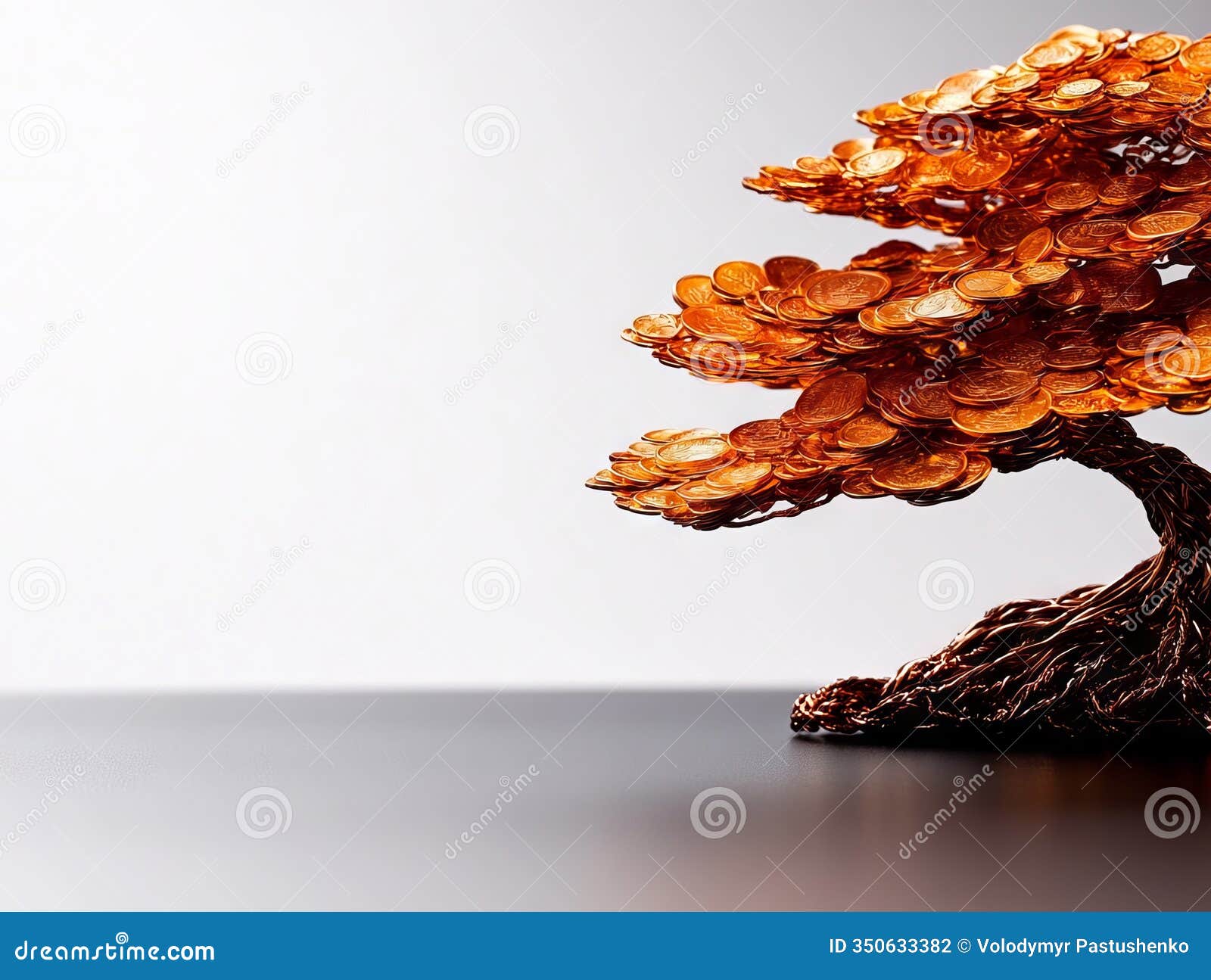 A Copper Tree Made Out of Coins on a Table Stock Photo - Image of trunk ...