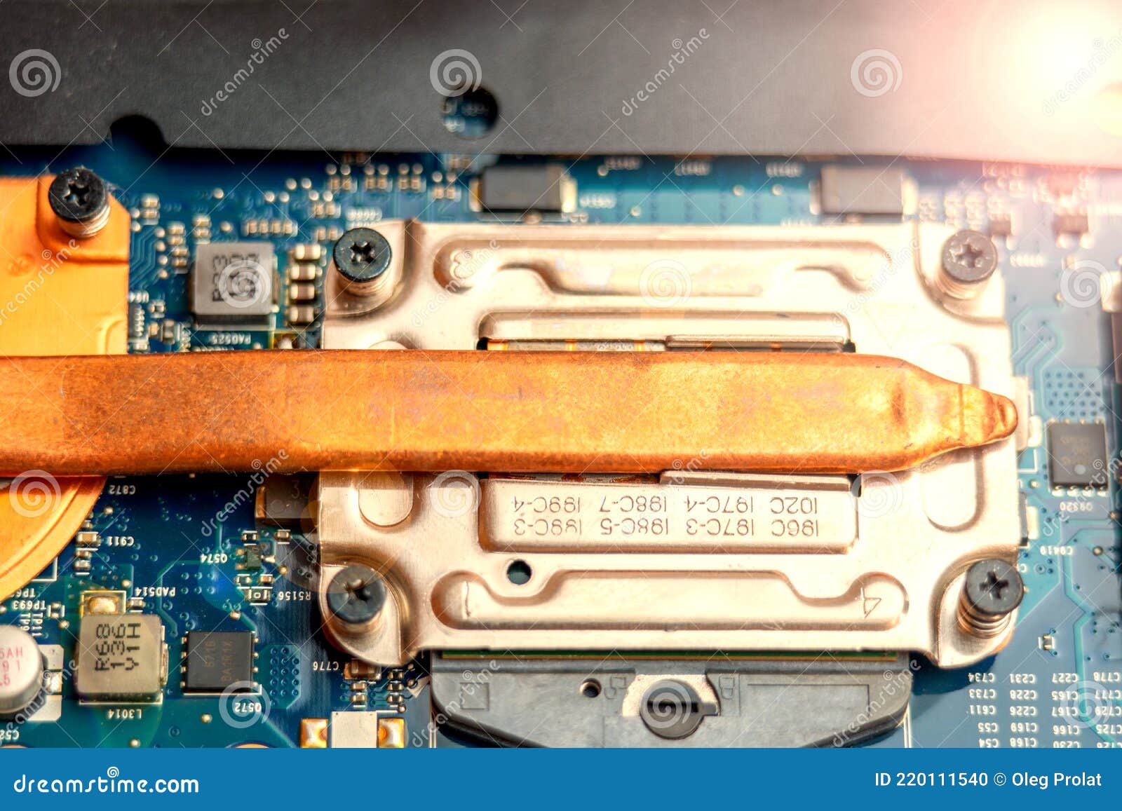 Copper Tube of Microprocessor Cooling System on Laptop Motherboard ...