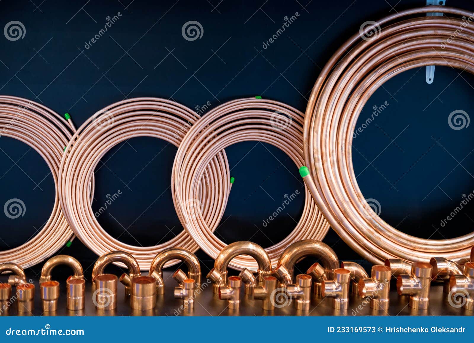 Copper Tubes, Copper Corners and Connections Stock Image - Image of ...