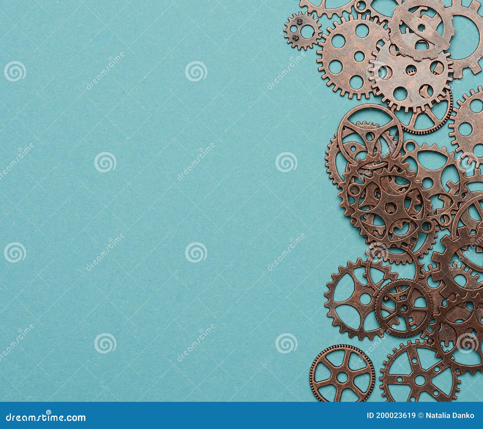 Copper Various Cogs on a Blue Background Stock Image - Image of circle ...
