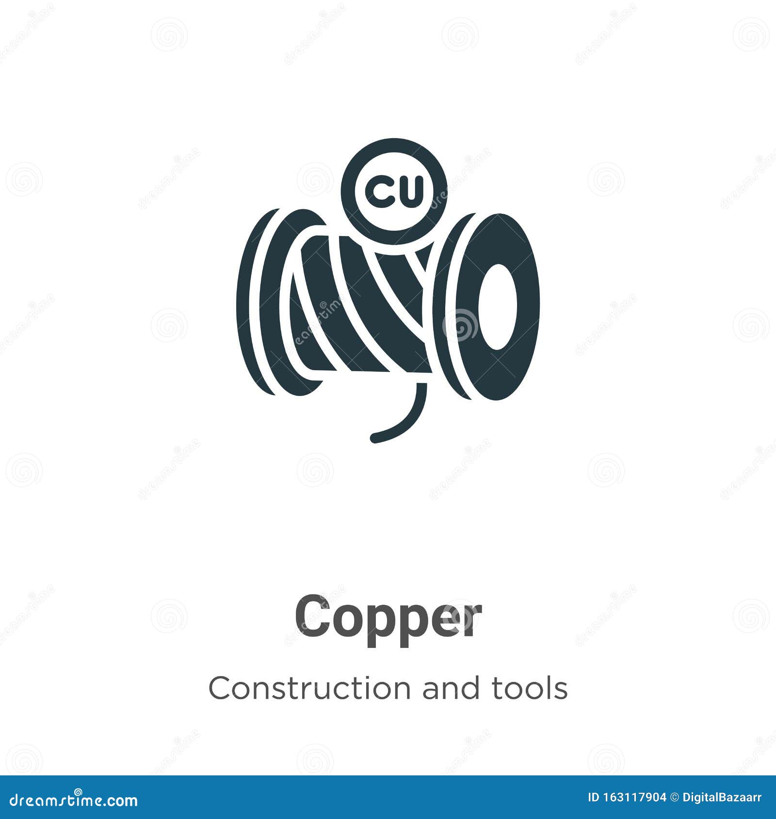 Copper Vector Icon on White Background. Flat Vector Copper Icon Symbol ...