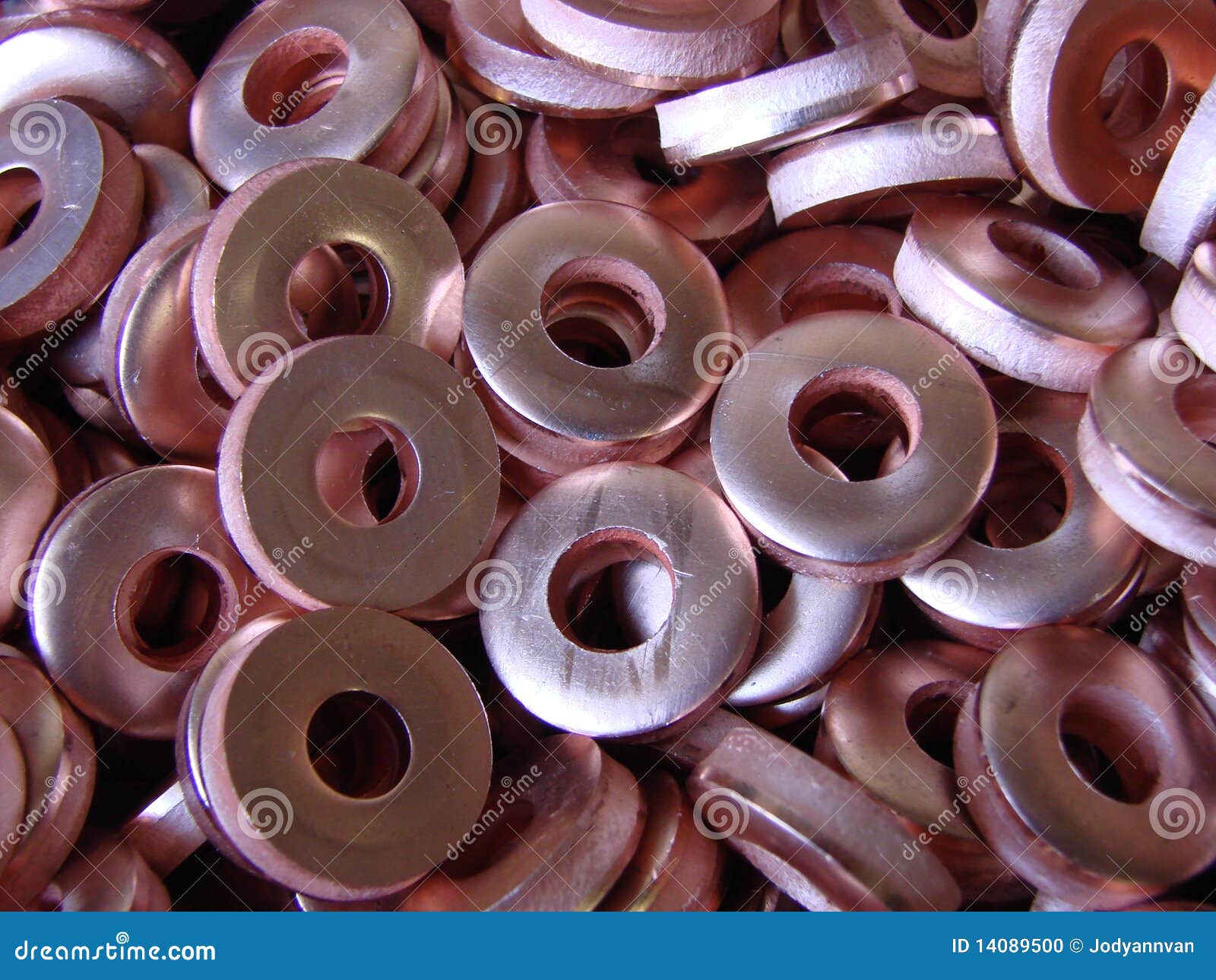 Copper washers stock photo. Image of round, electrical - 14089500