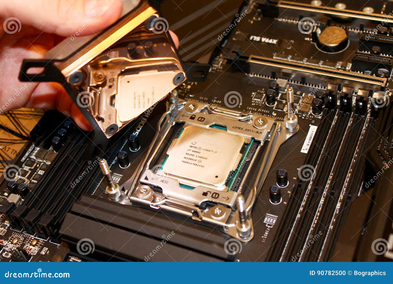 Copper Water Block Install Over CPU Editorial Image - Image of base ...