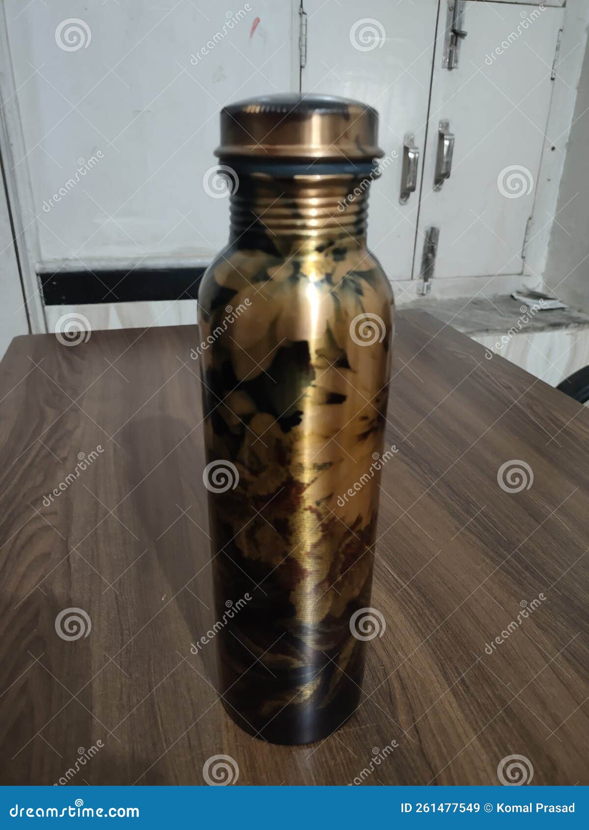 Copper Water Bottle in Design Stock Image - Image of sculpture, metal ...