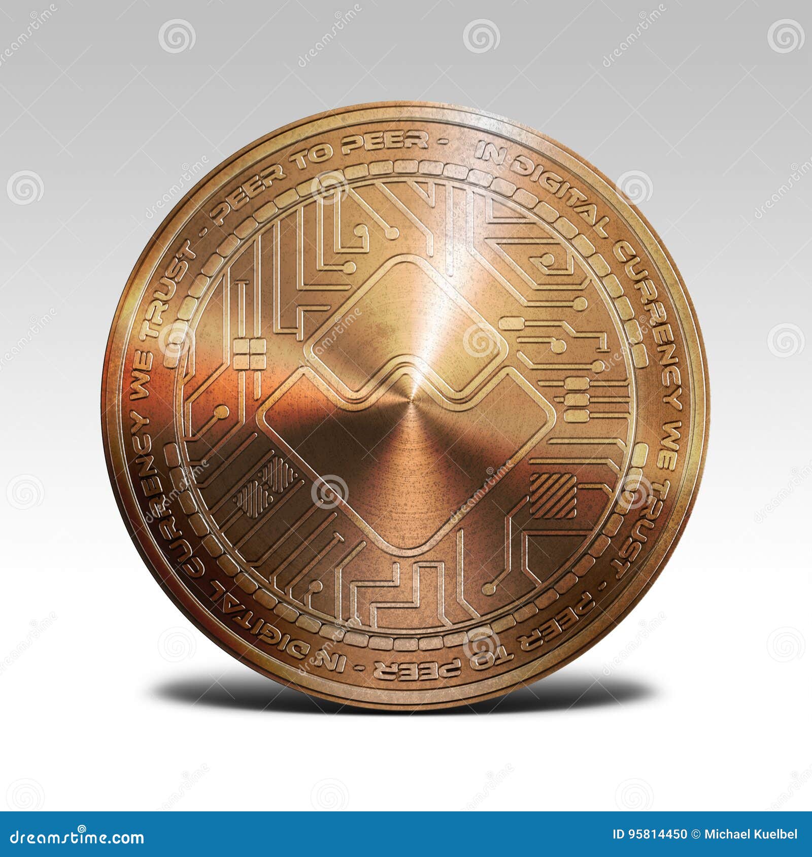Copper Waves Coin Isolated on White Background 3d Rendering Stock ...