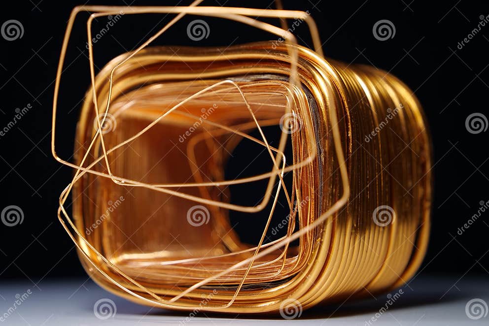 Copper Winding of the Step-down Single-phase Transformer Stock Image ...