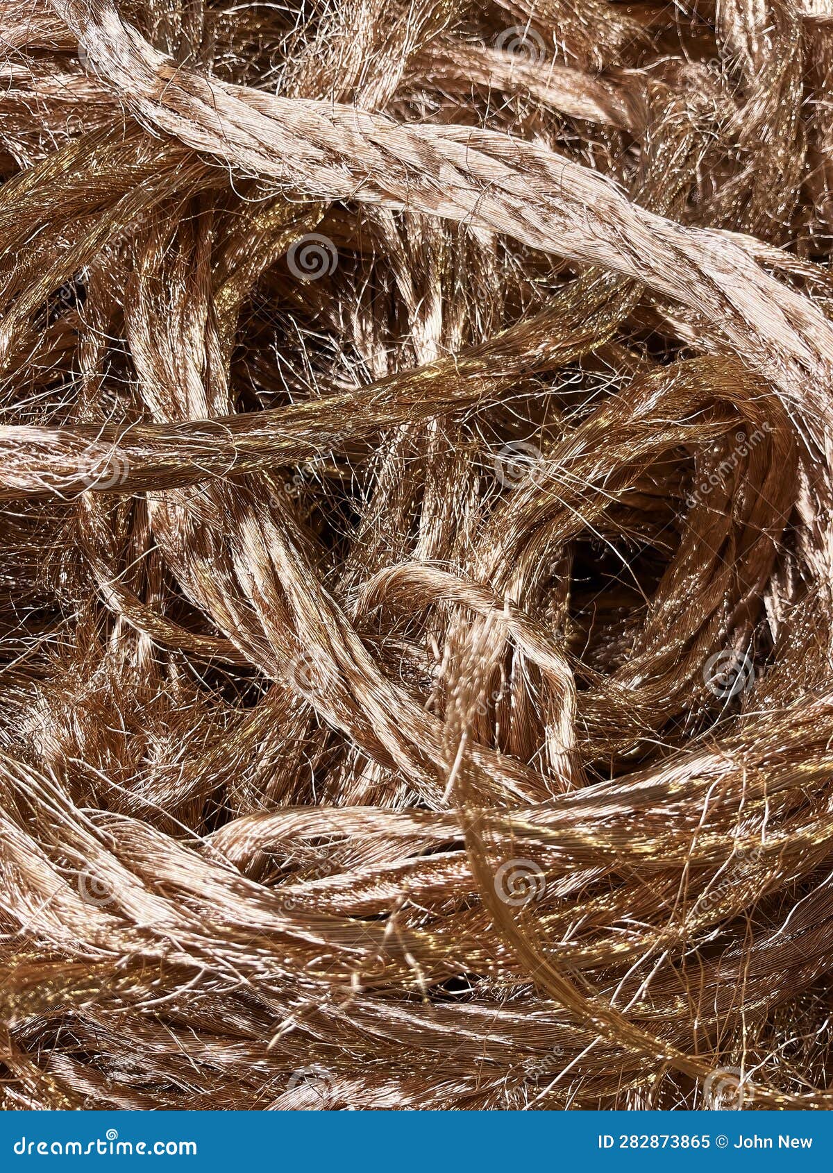 Copper Wire in an Abstract Pattern Portrait View in a Recycling Plant ...