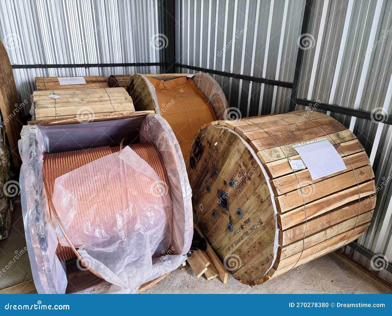 The Copper Wire Cable Drum in the Site Stock for Earth Grounding Stock ...