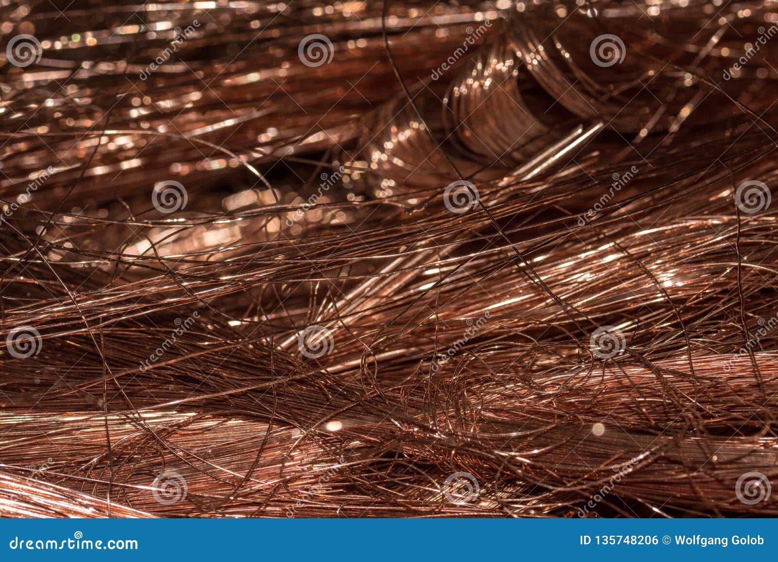 Copper wire close-up stock photo. Image of casting, recycling - 135748206