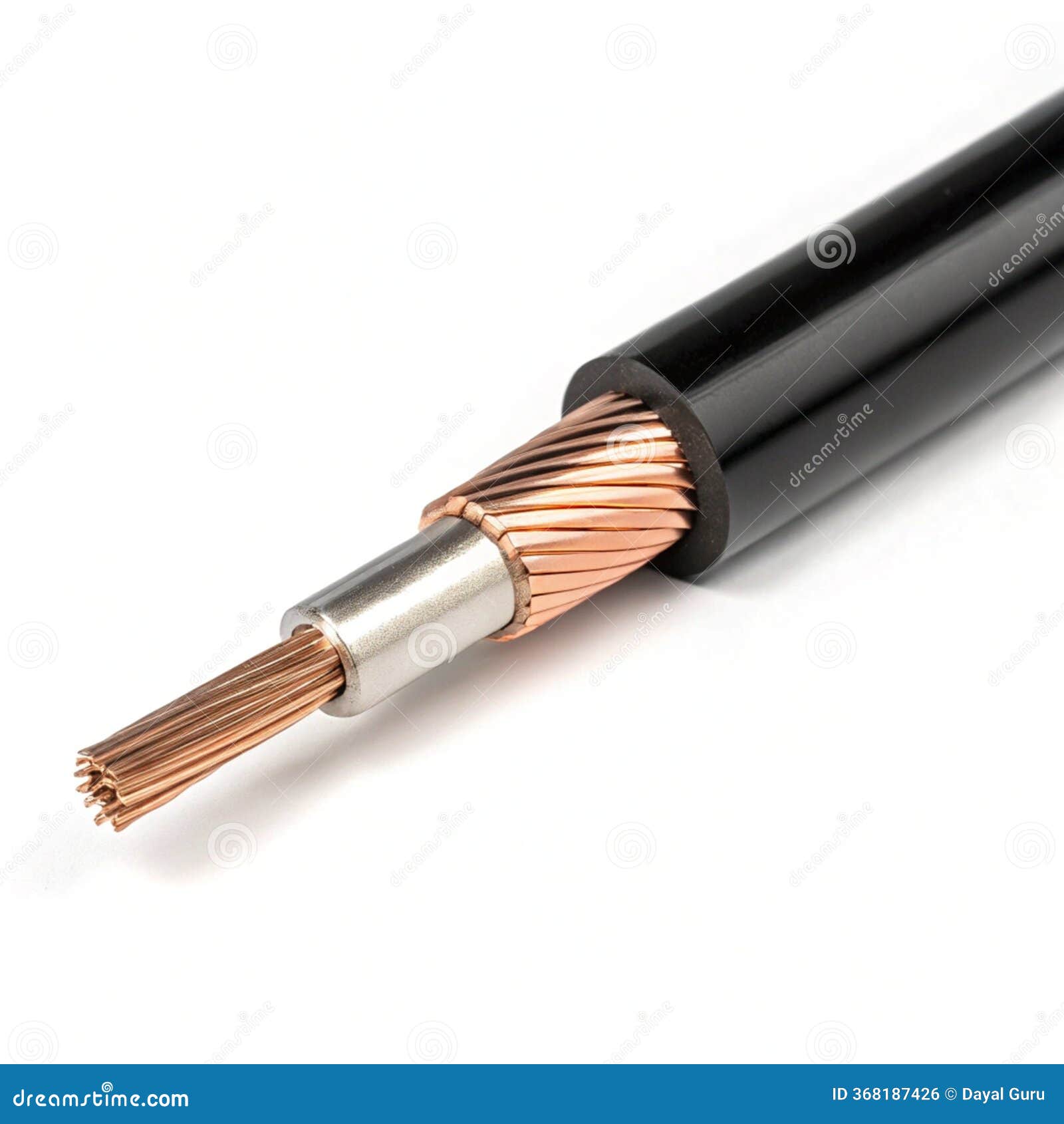 Six Conductor Electrical Cable With Exposed Wires Royalty-Free Stock ...