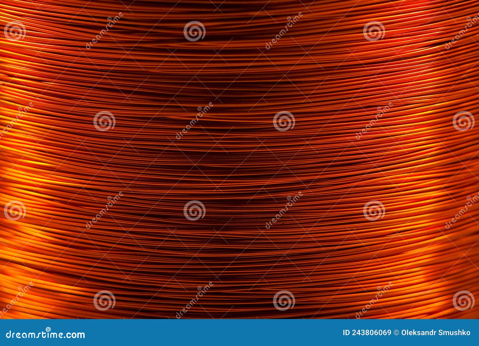 Copper Wire for Electronics Close-up with a Focus on the Center and ...