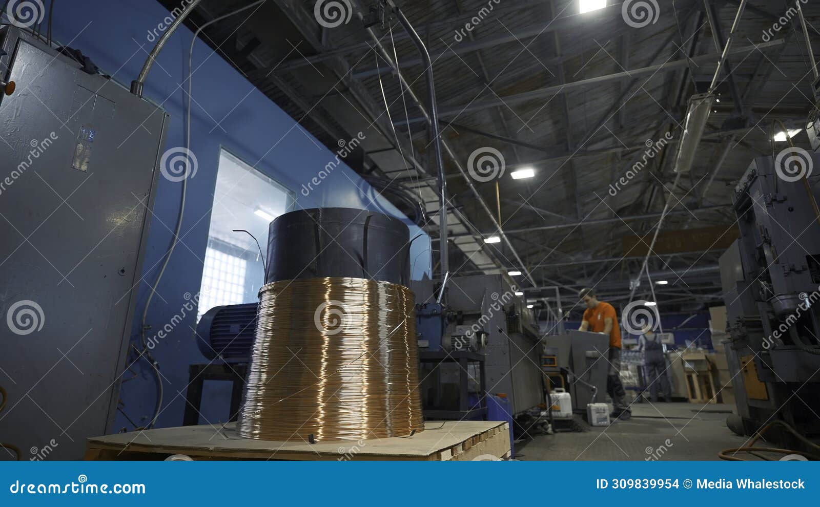 Copper Wire on Industrial Coil with Working. Creative Stock Photo ...