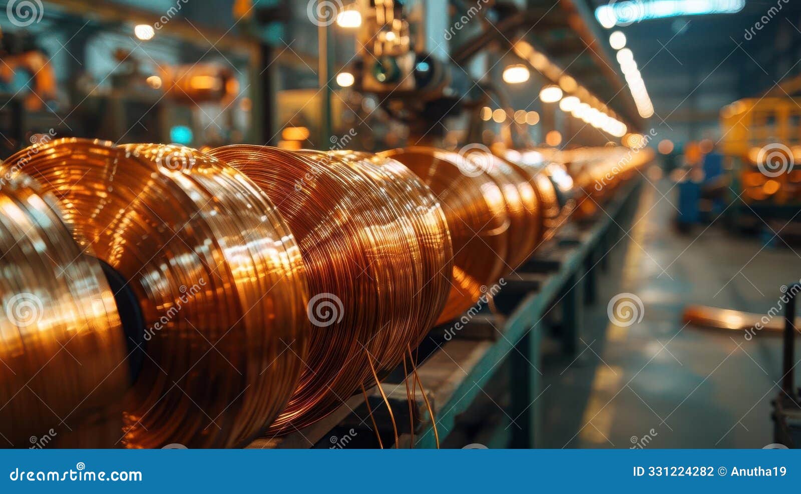 Copper Wire Production Line in Industrial Factory Stock Illustration ...
