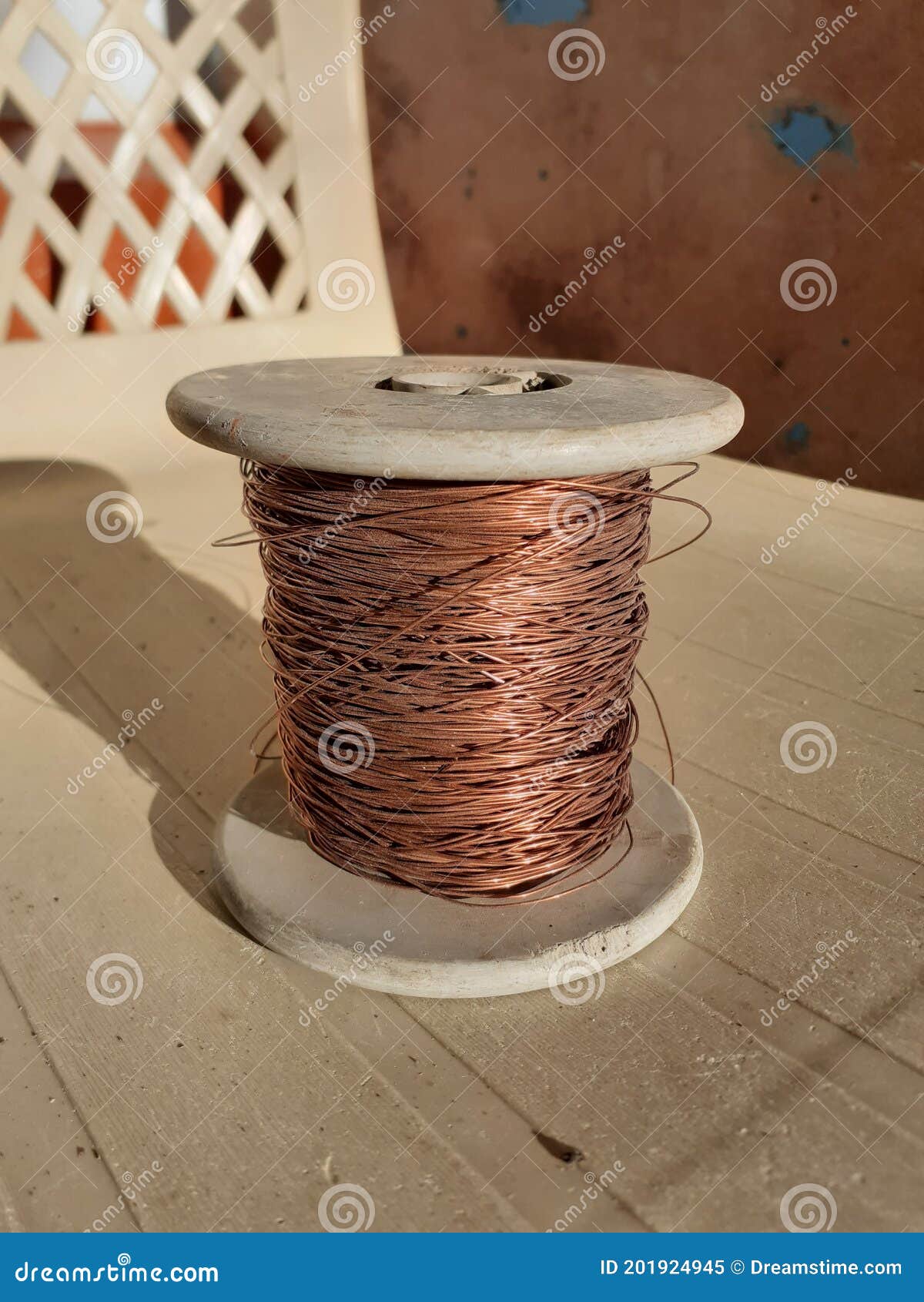 Copper Wire Spool of Thread Stock Image - Image of drum, furniture ...