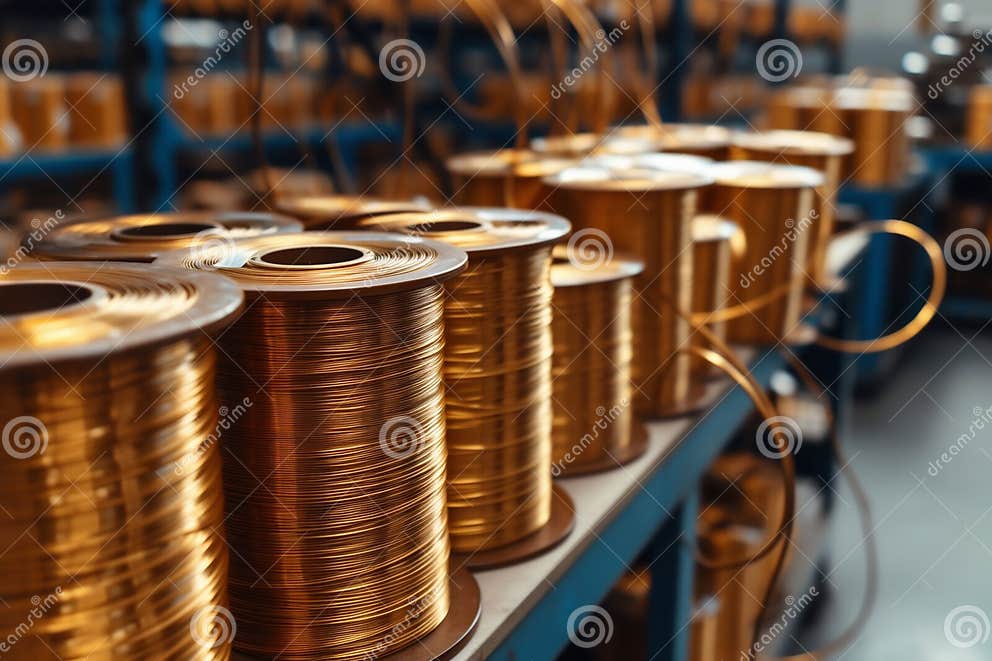 Copper Wire Spools in Storage. Generative Ai Stock Illustration ...