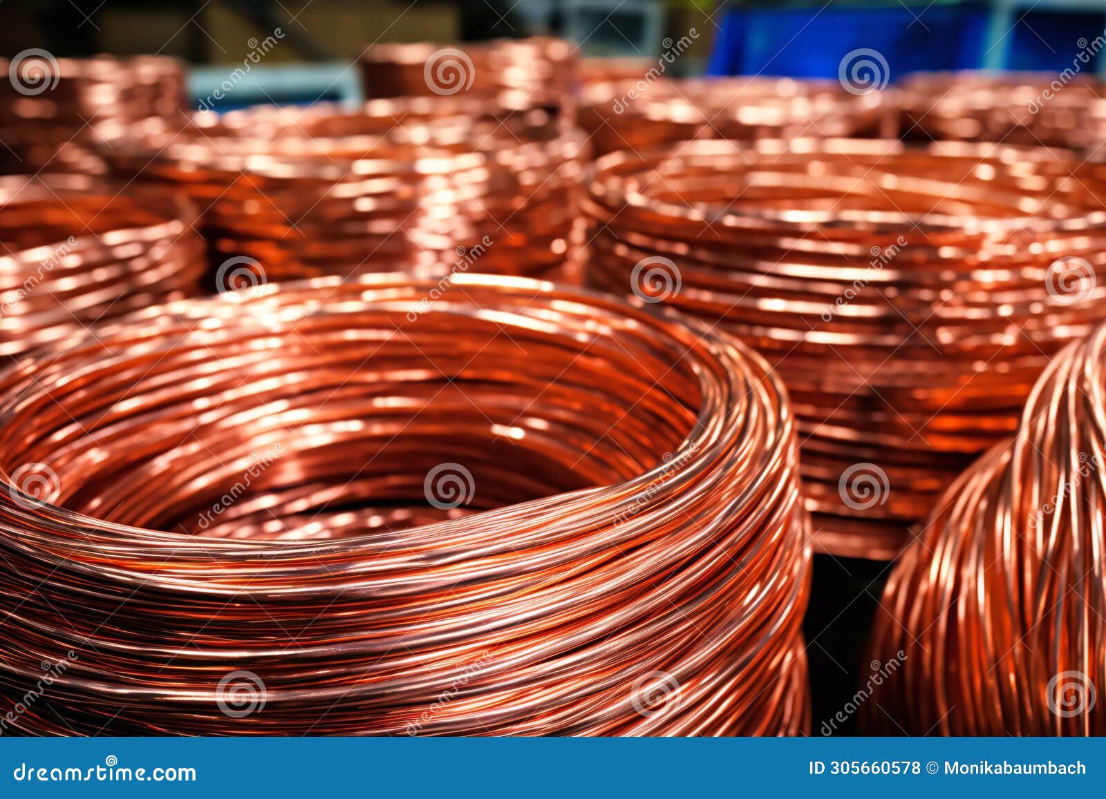 Close Up of Copper Wire Spools Stored in Warehouse Stock Illustration ...