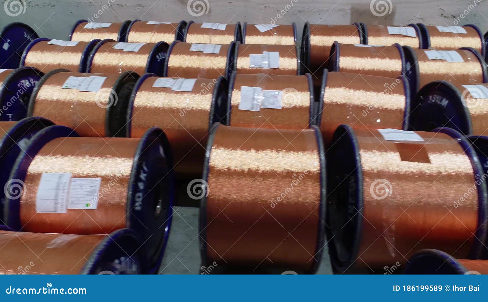 Copper Wires with Spools, Span Over Coils with Copper Wire. Coil ...