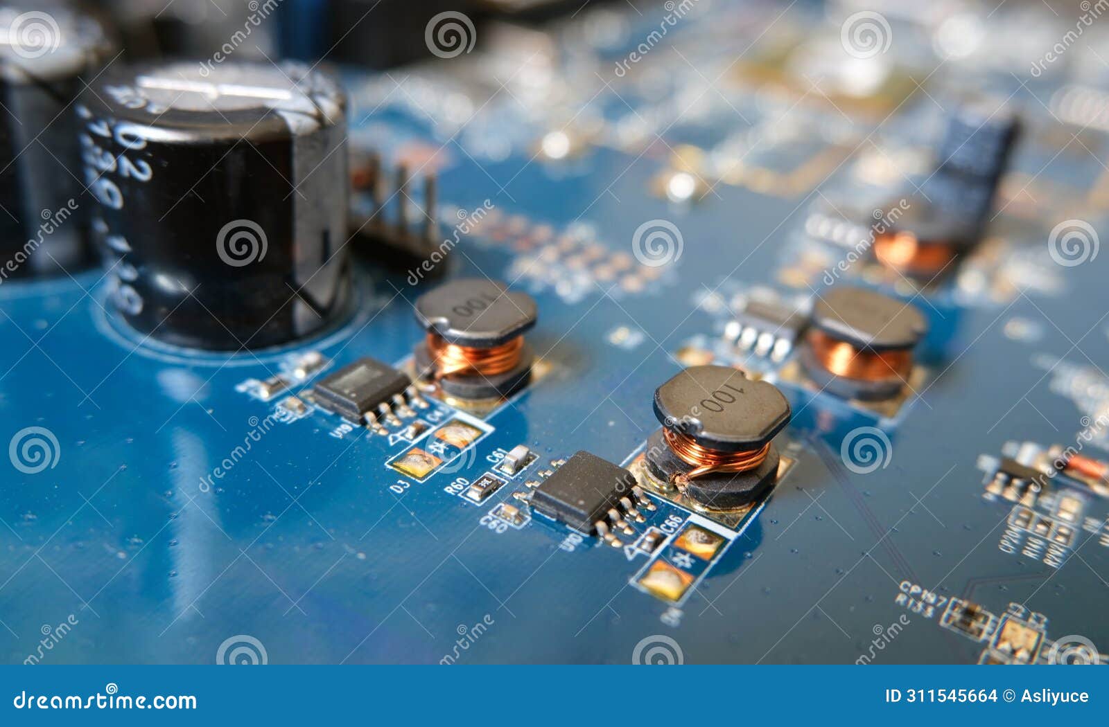 Copper Wirings and Chips on the Electronic Board Stock Photo - Image of ...