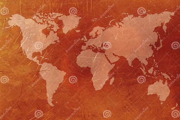 Copper World map stock photo. Image of chart, africa - 65752020