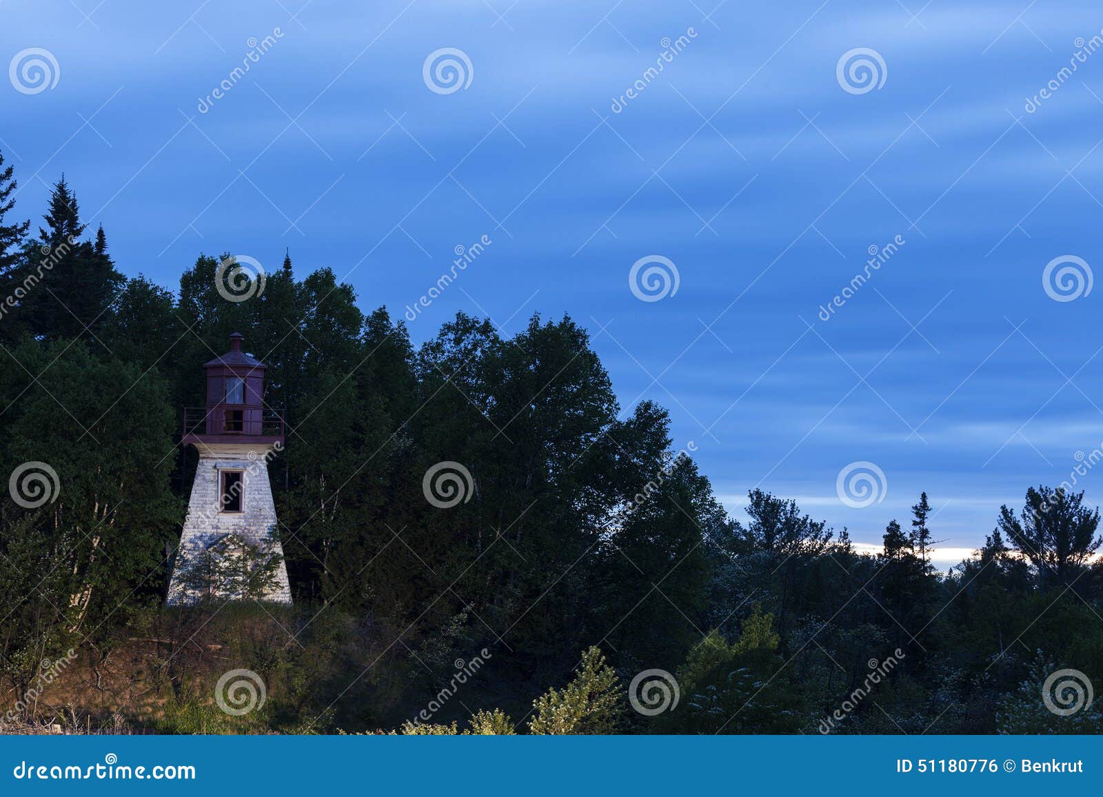 Coppermine Point Lighthouse Stock Photo - Image of canada, forest: 51180776