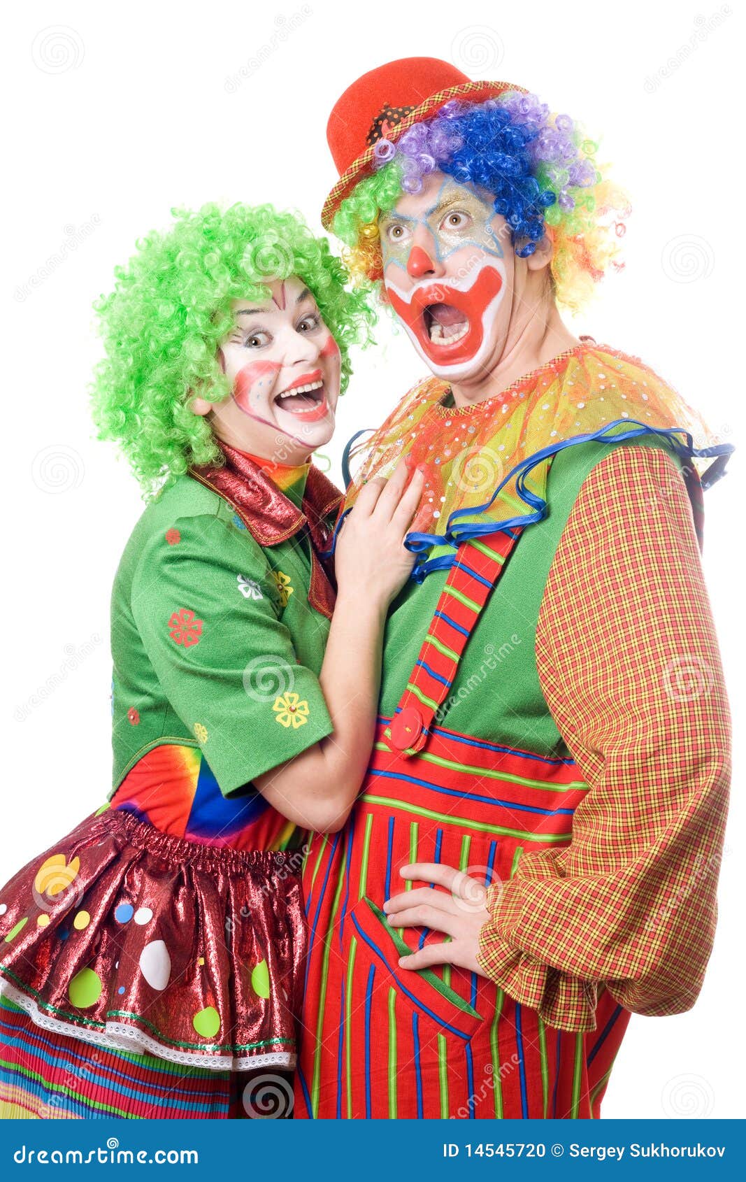 Coppie Dei Pagliacci Divertenti. Isolato Fotografia Stock - Immagine di ...