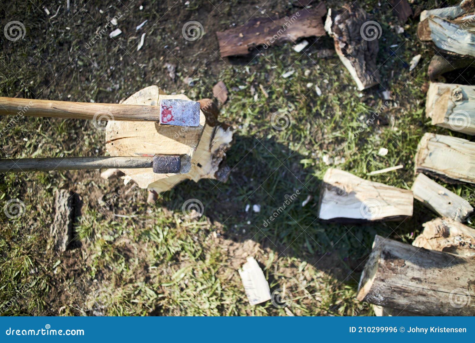 Copping Wood Outdoors with an Axe Stock Photo - Image of warm, autumn ...