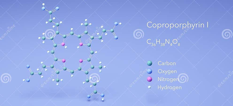 Coproporphyrin I Molecule, Molecular Structures, C36h38n4o8 3d Model ...