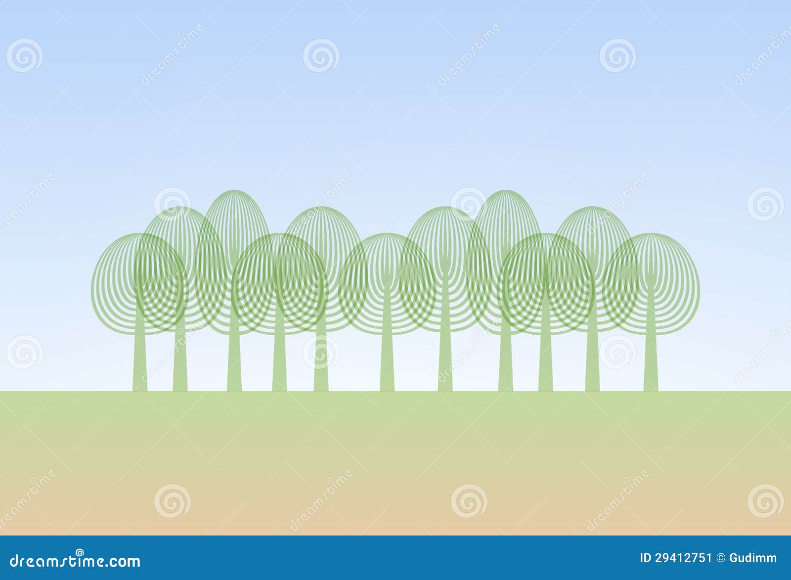Copse Trees SUnset Background Vector Illustration | CartoonDealer.com ...