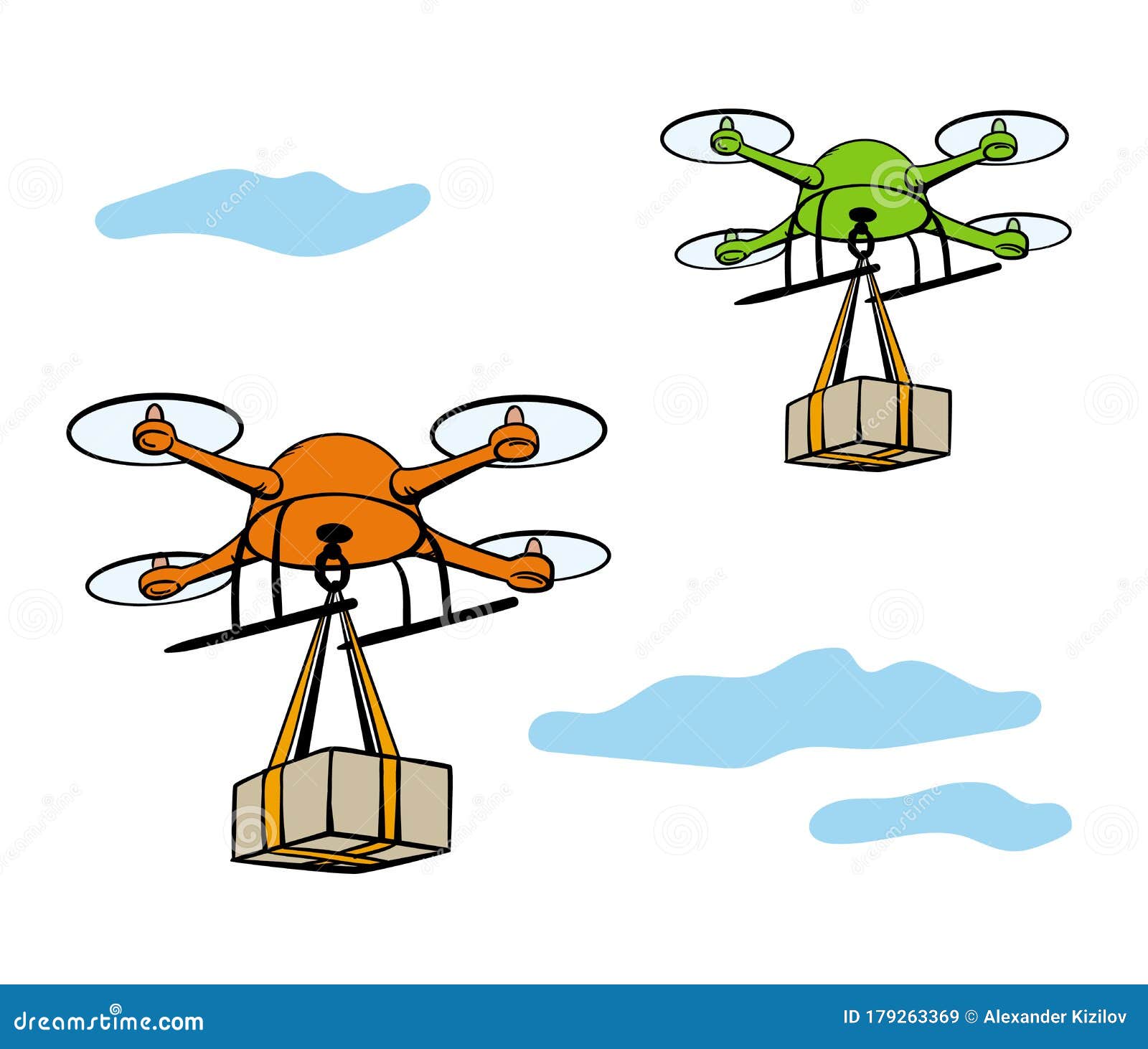 Air Drones Carrying Express Packages Automatic Logistic Management ...