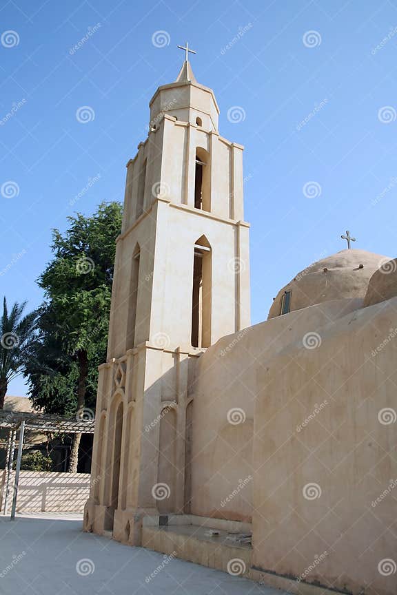 Coptic Monastery in the Egyptian Desert Stock Image - Image of blue ...