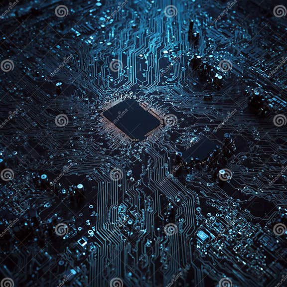 Macro Dolly Shot Side View of a Computer Electrical Circuit with Cip ...