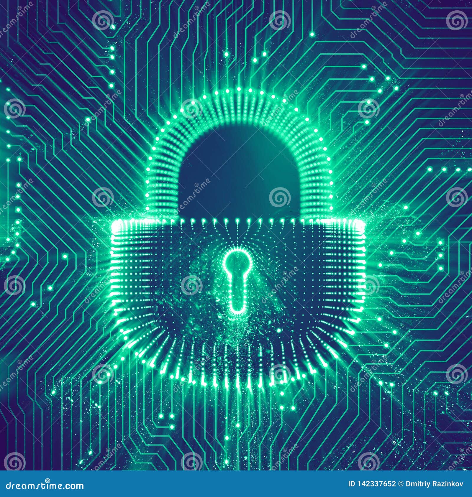 Coputer Internet Cyber Security Background. Cyber Crime Illustration ...