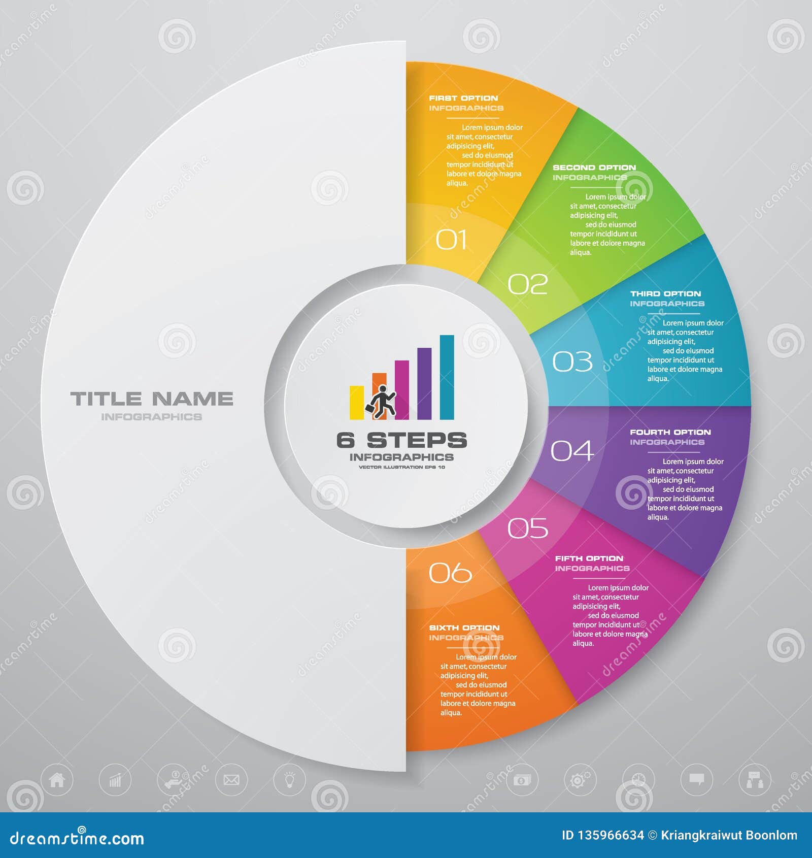 6 Steps Cycle Chart Infographics Elements. EPS 10 Stock Vector ...