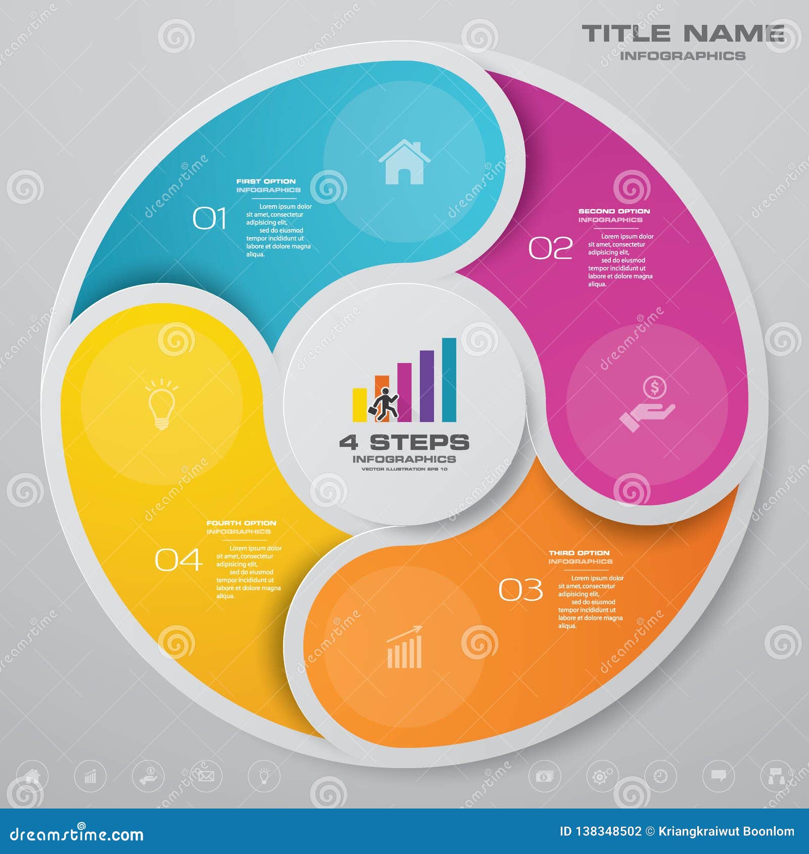 4 Steps Cycle Chart Infographics Elements. Stock Vector - Illustration ...