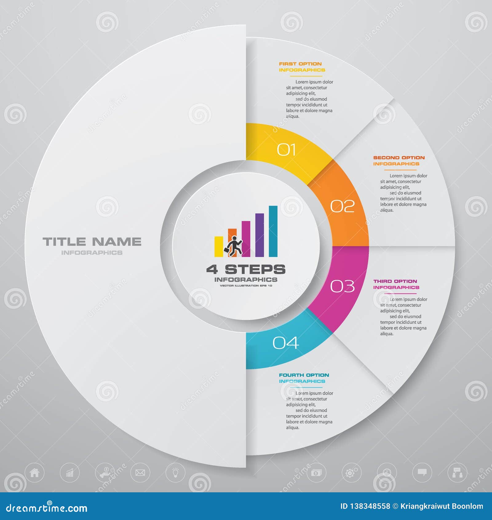 4 Steps Cycle Chart Infographics Elements. Stock Vector - Illustration ...
