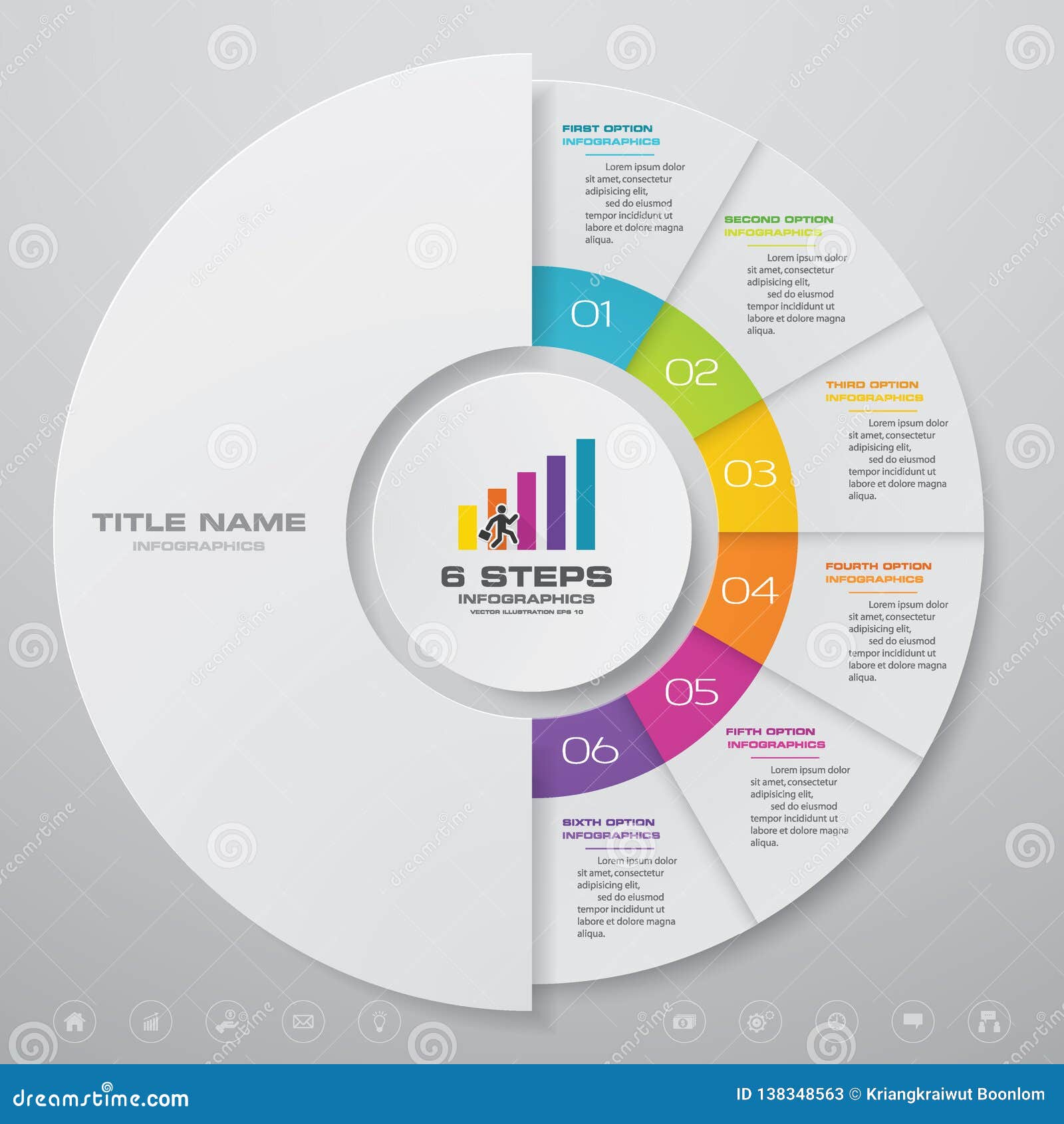 6 Steps Cycle Chart Infographics Elements. Stock Vector - Illustration ...