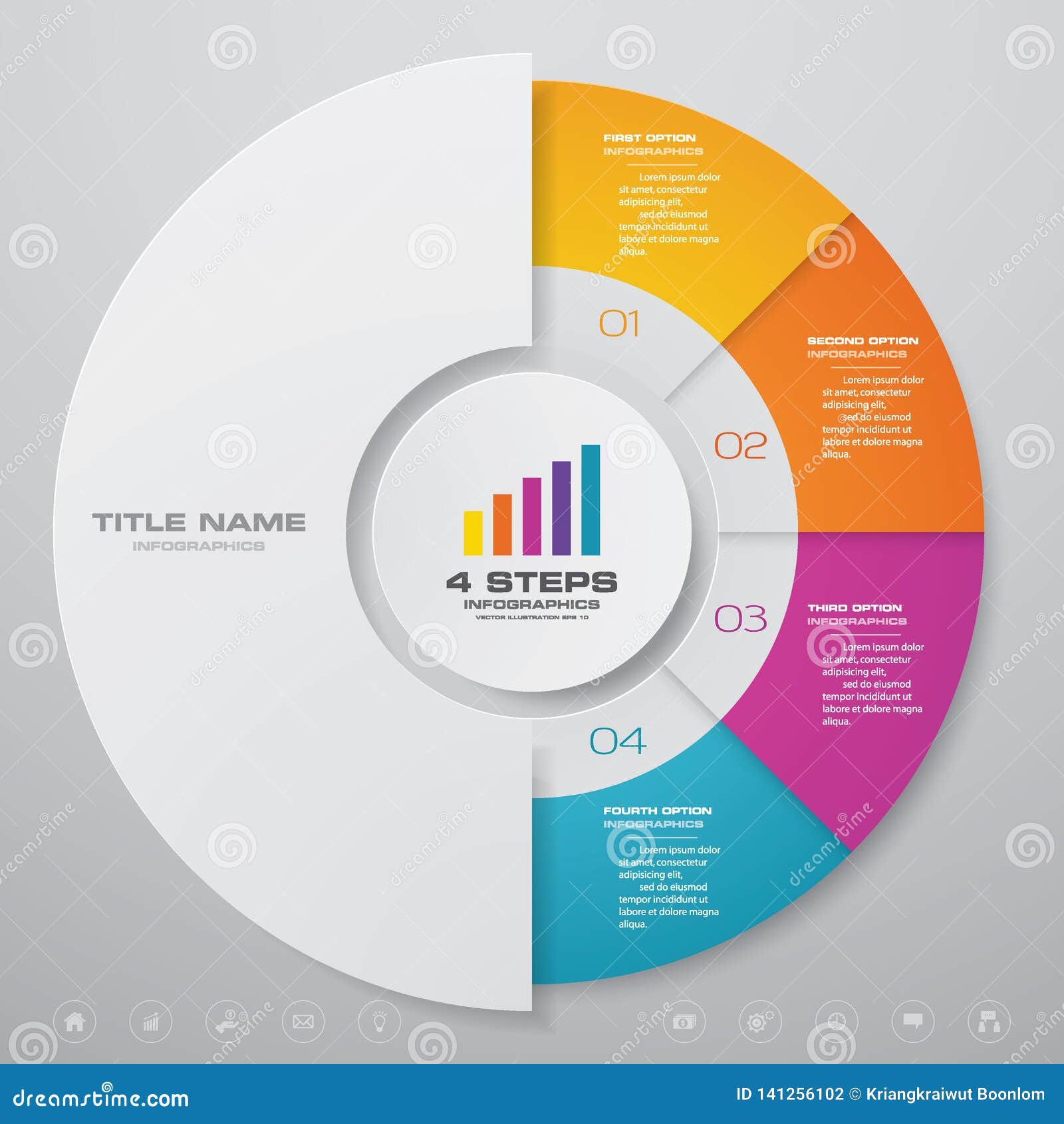 4 Steps Cycle Chart Infographics Elements for Data Presentation. Stock ...