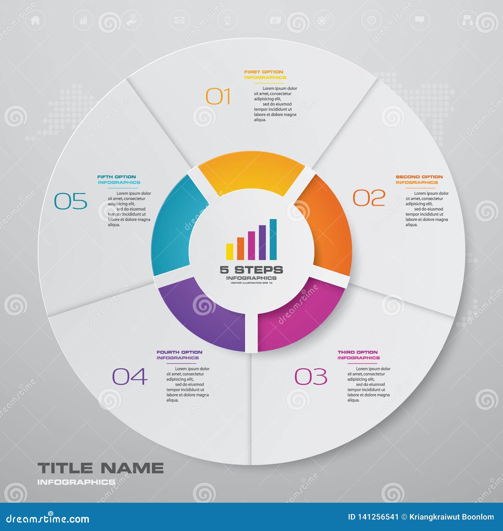 5 Steps Cycle Chart Infographics Elements for Data Presentation. Stock ...