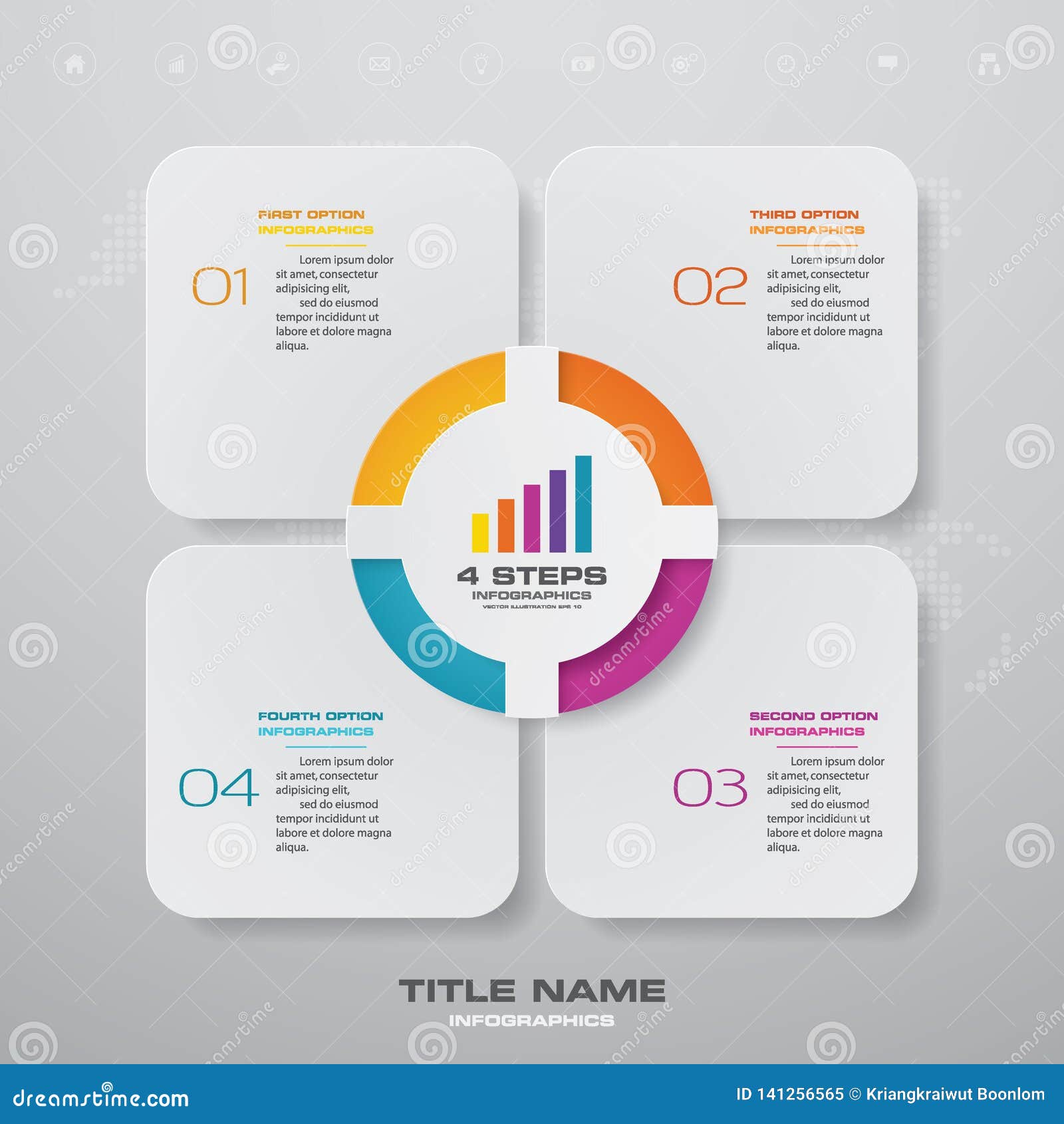 4 Steps Simple&editable Process Chart Infographics Element. Stock ...