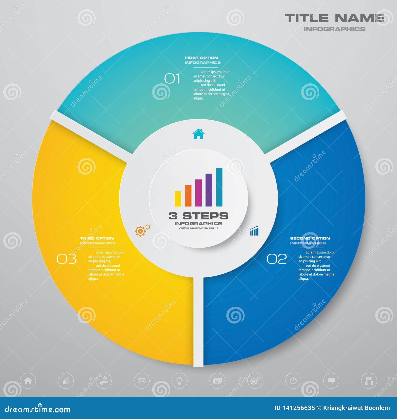 3 Steps Cycle Chart Infographics Elements. Stock Vector - Illustration ...