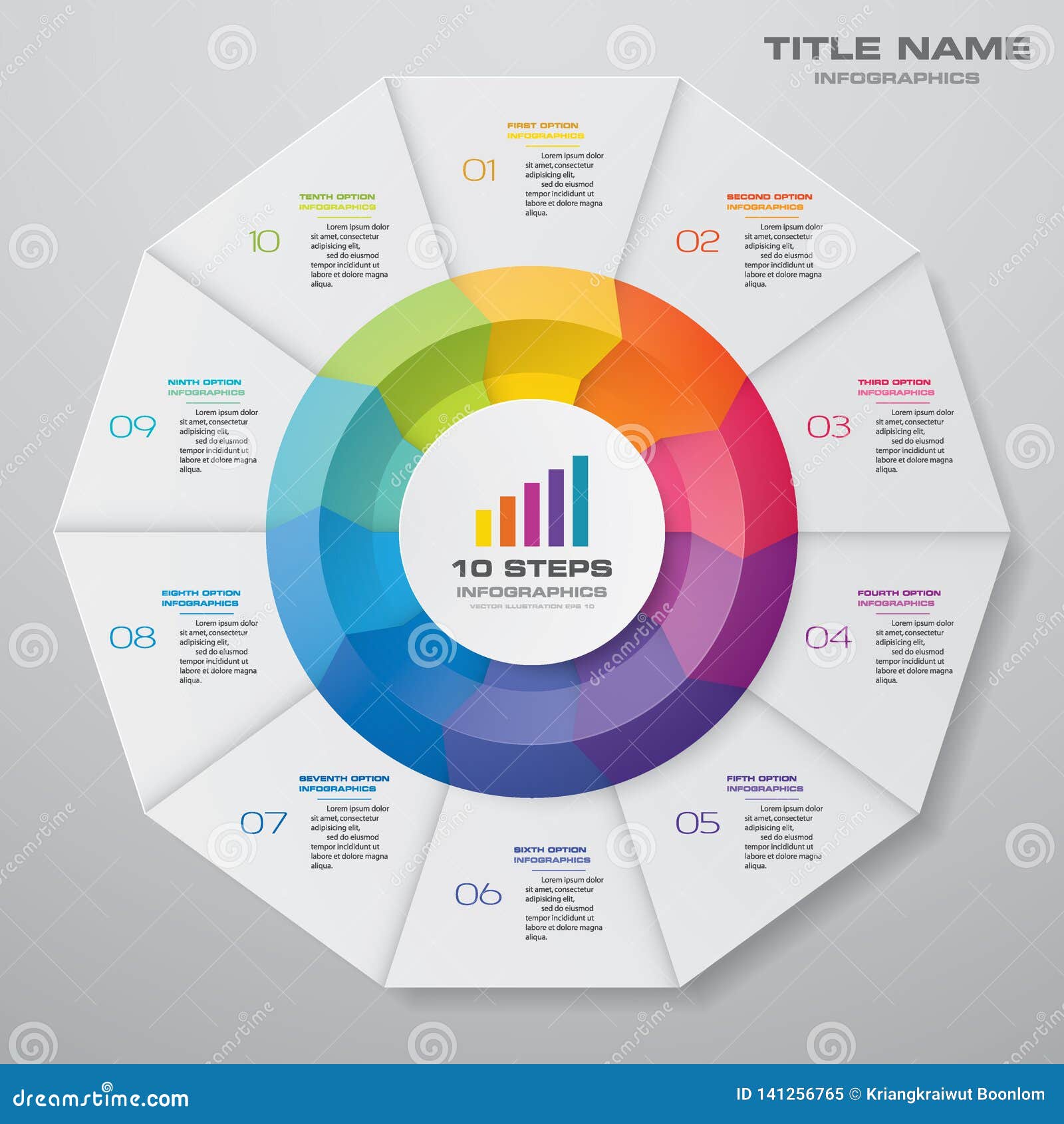 10 Steps Cycle Chart Infographics Elements for Data Presentation. Stock ...