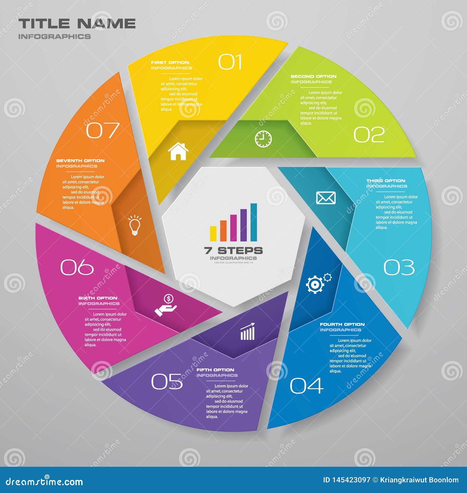 7 Steps Cycle Chart Infographics Elements for Data Presentation. Stock ...