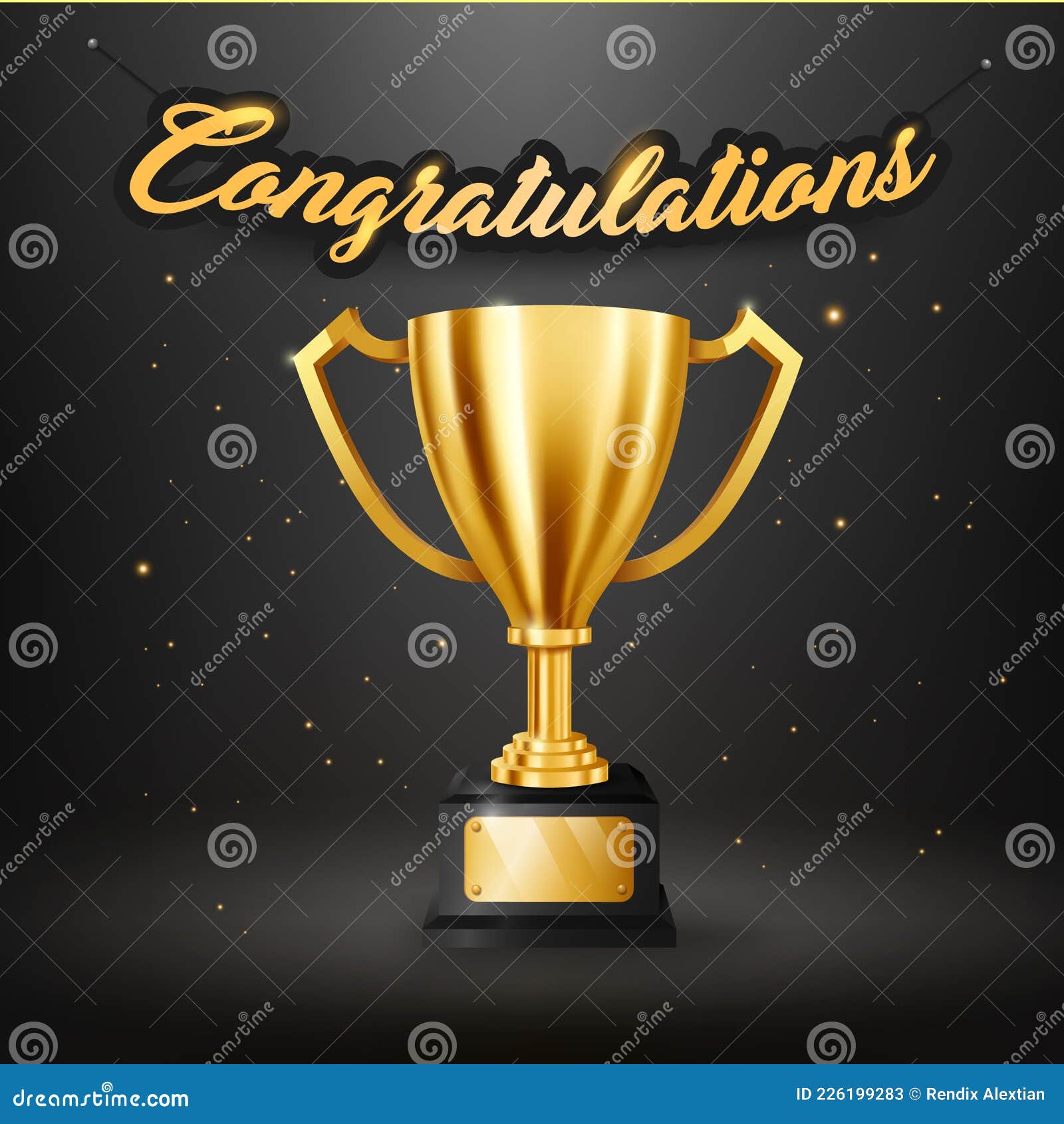 Realistic Golden Trophy with Text Space and Congratulations Text ...