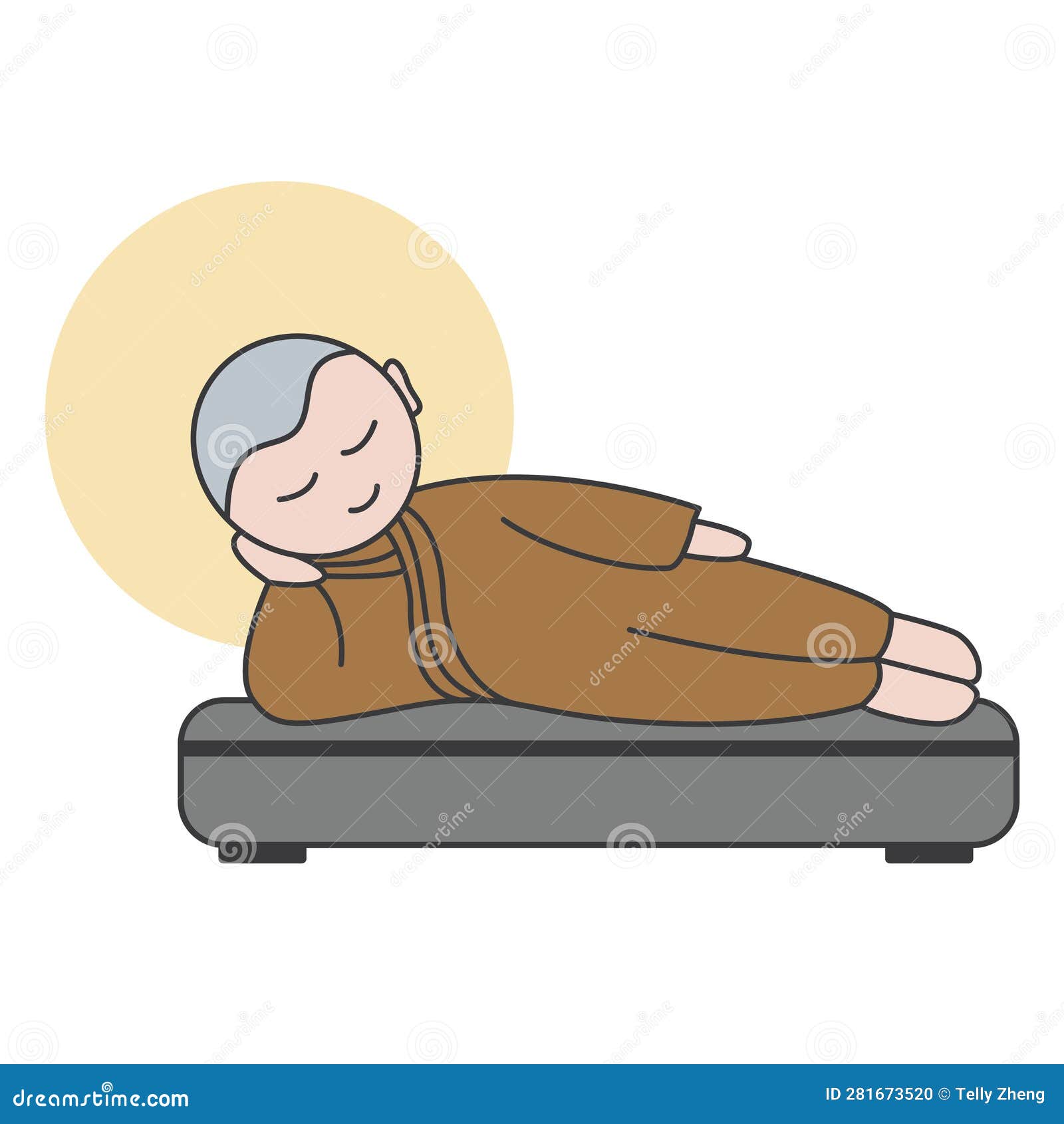 Monk Sleeping Pose on the Table Stock Vector - Illustration of organ ...