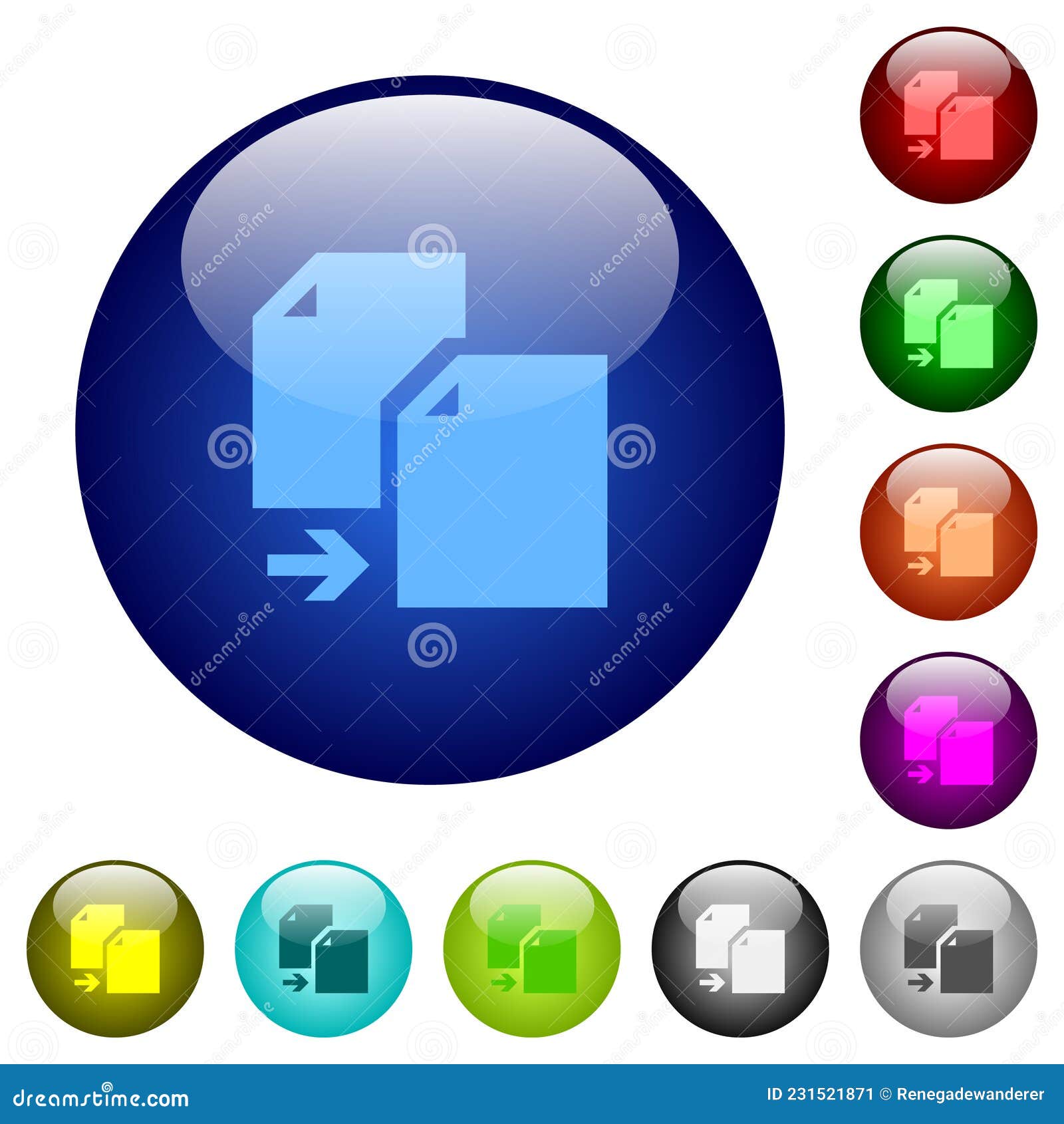 Copy Document Solid Color Glass Buttons Stock Vector - Illustration of ...