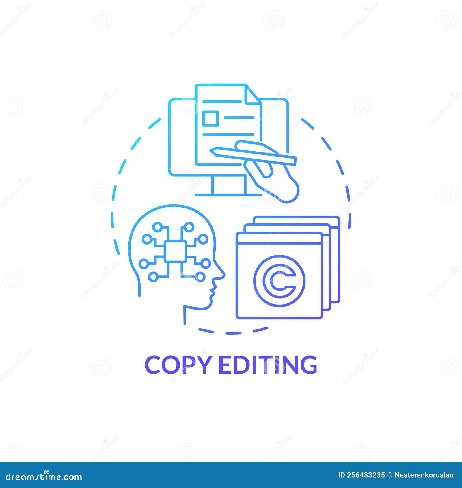 Copy Editing Blue Gradient Concept Icon Stock Vector - Illustration of ...