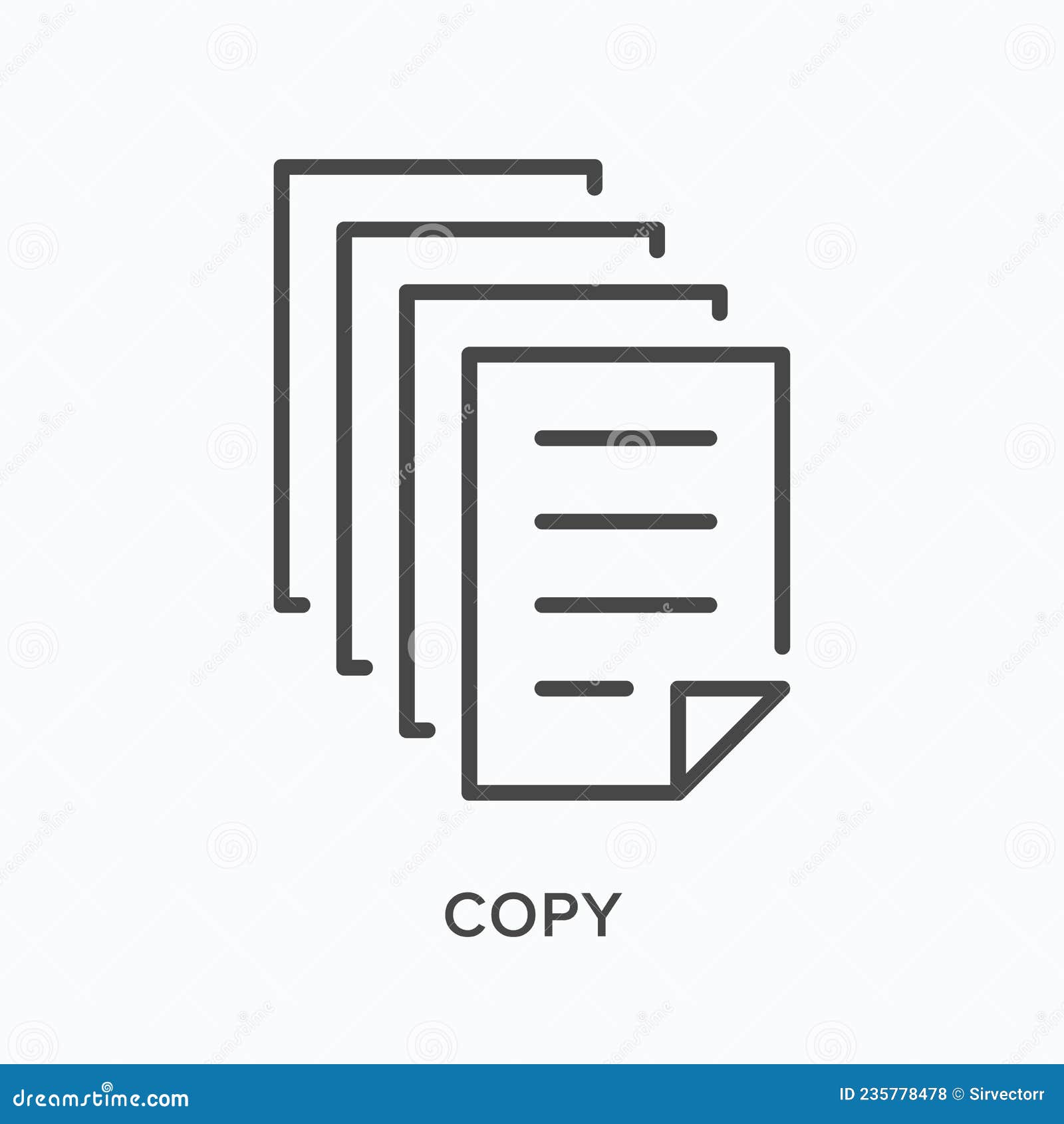 Copy Flat Line Icon. Vector Outline Illustration of Four Paper Pages ...