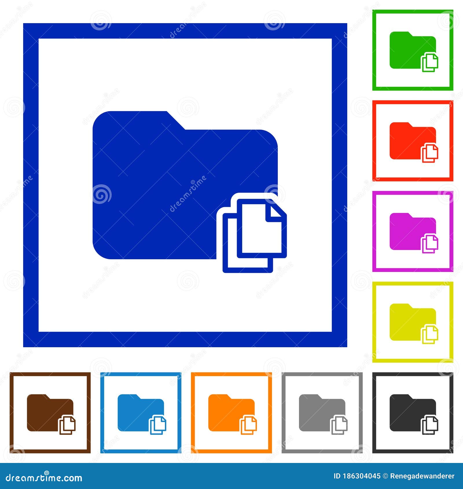 Copy Folder Icon With Magnifying Glass -Vector Computer Download Folder ...