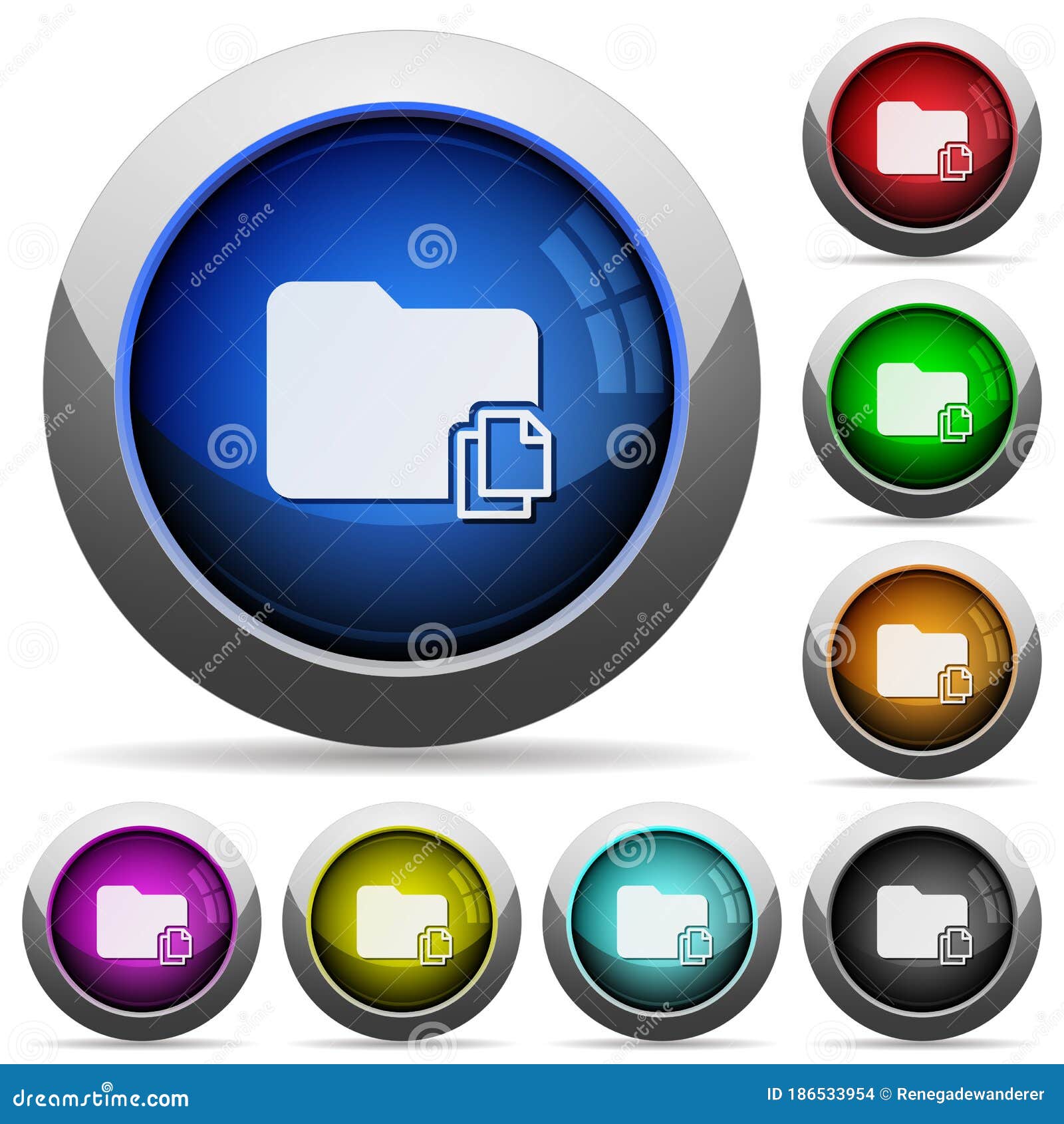 Copy folder glossy buttons stock vector. Illustration of color - 186533954