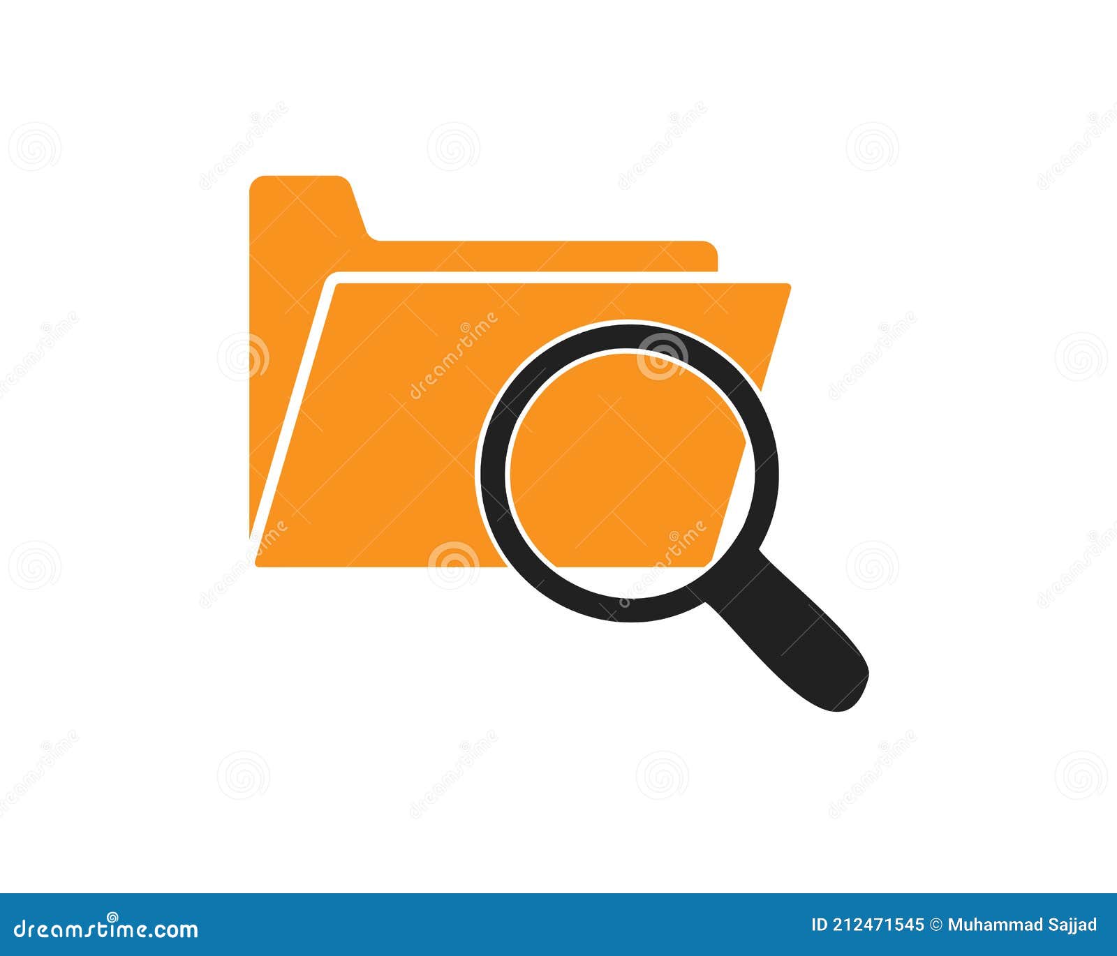 Copy Folder Icon with Magnifying Glass -Vector Computer Download Folder ...